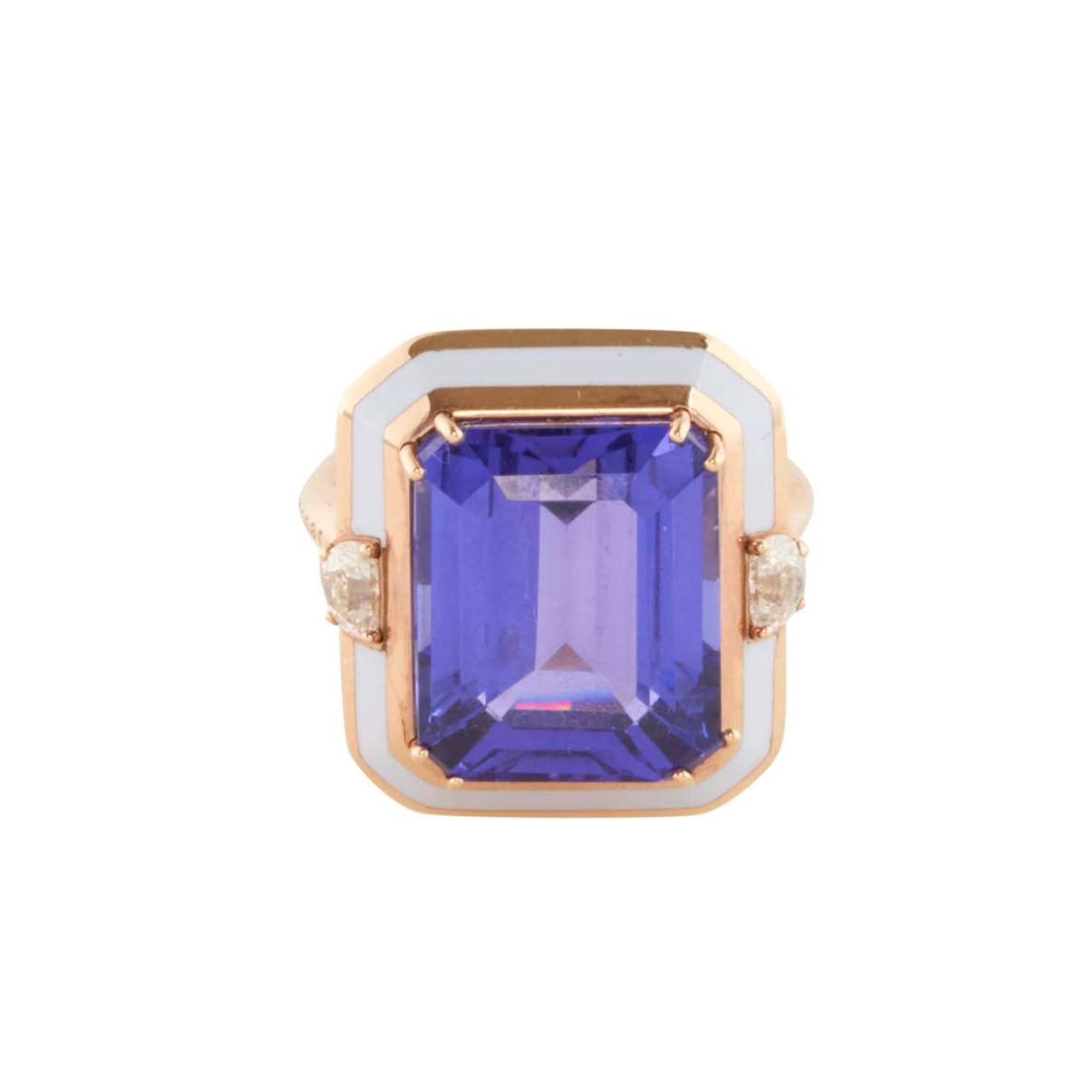 Tanzanite and Diamond Lilac Enamel Ring – Broken English Jewelry