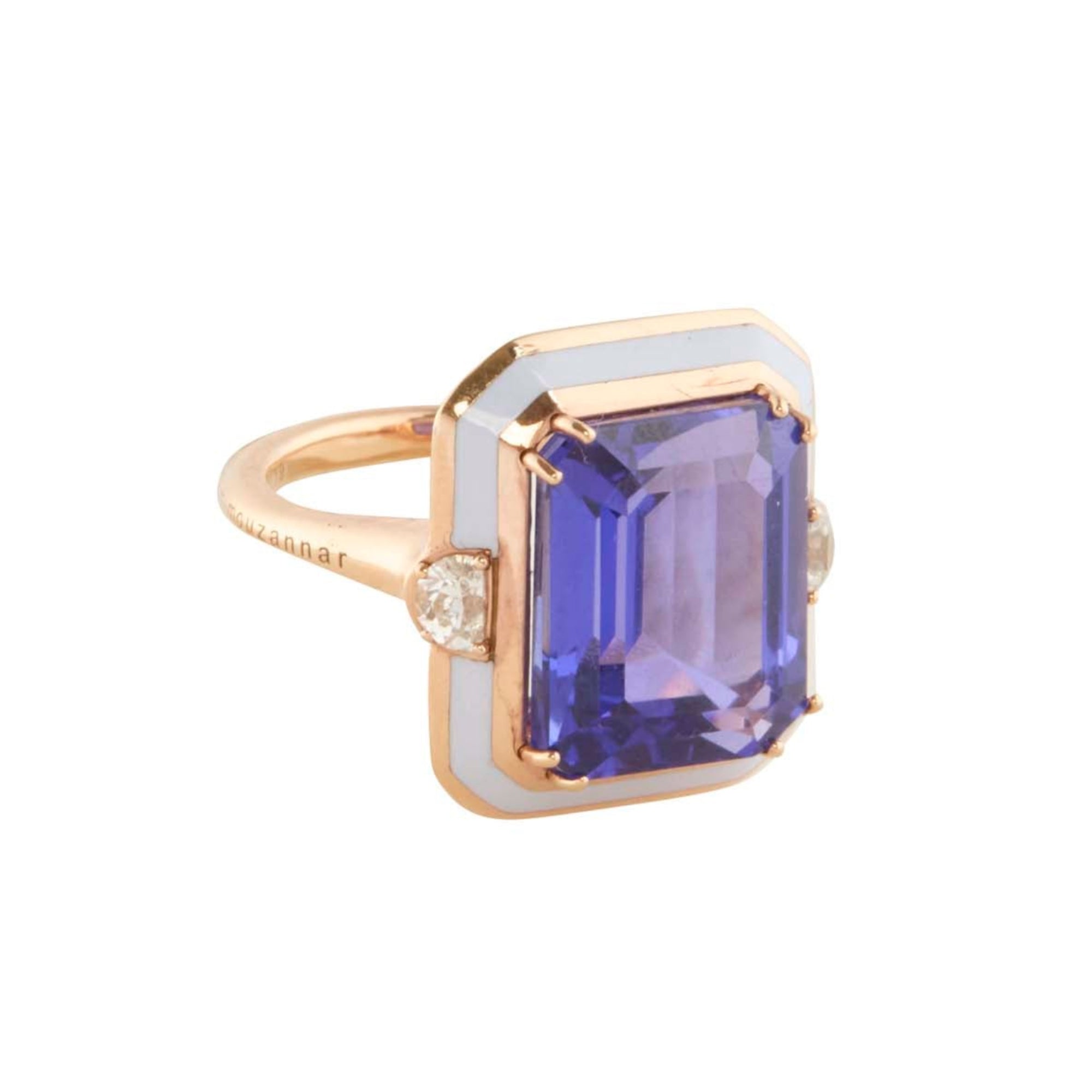 Tanzanite and Diamond Lilac Enamel Ring – Broken English Jewelry